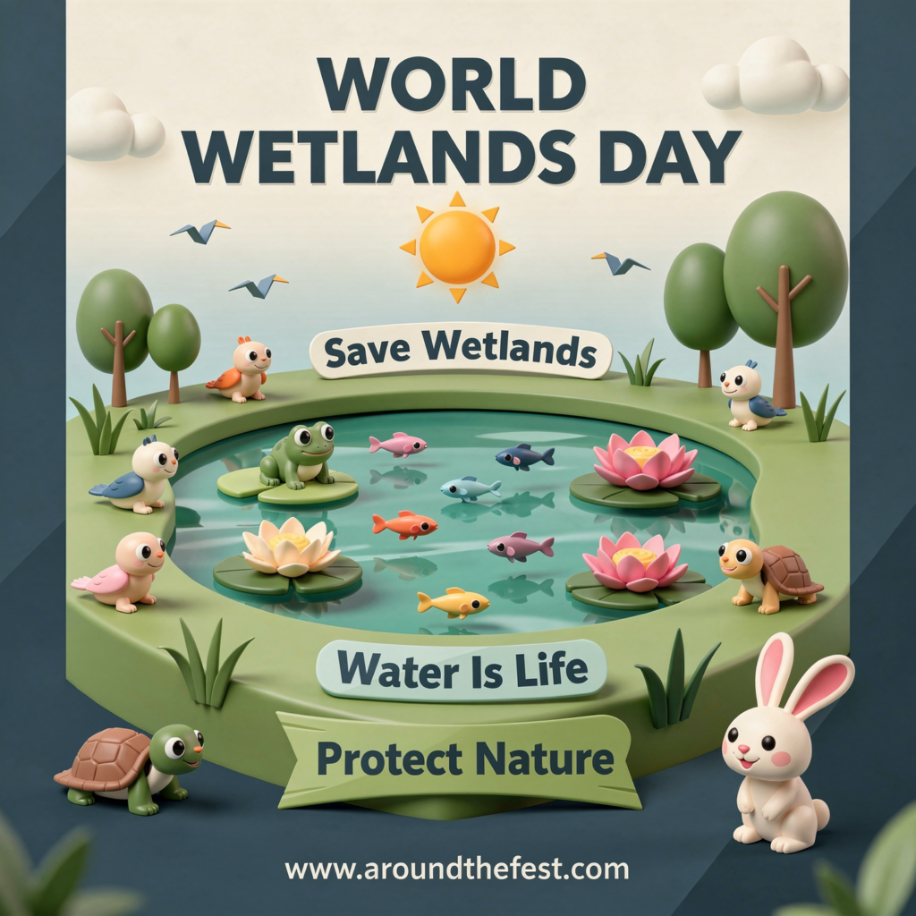 World Wetlands Day Poster and Drawing with Slogans - aroundthefest.com