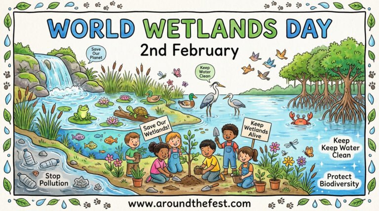 World Wetlands Day Poster and Drawing with Slogans - aroundthefest.com